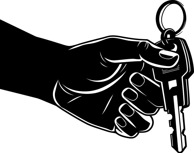 Hand and key emblem of control reach symbol Vector Image