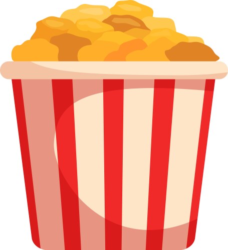 Classic striped popcorn bucket overflowing Vector Image