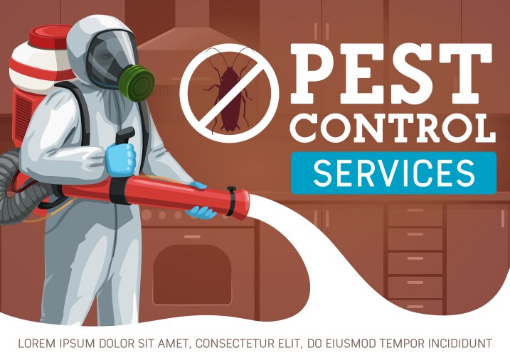 Pest control banners worker spraying insecticide Vector Image