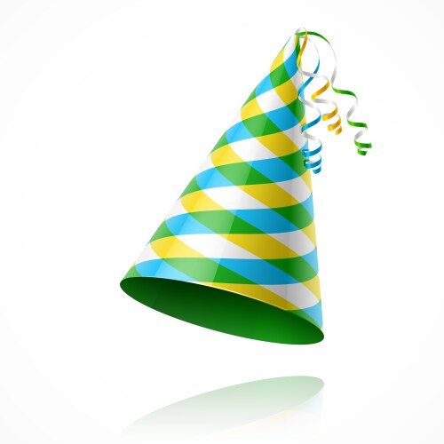 Realistic party hat with a rainbow pattern Vector Image