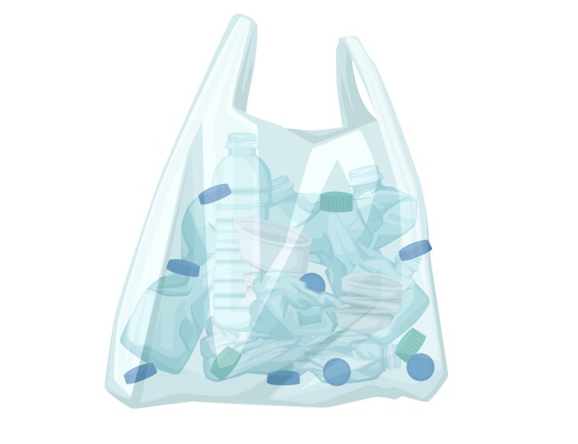 Plastic bag with bottle waste Royalty Free Vector Image