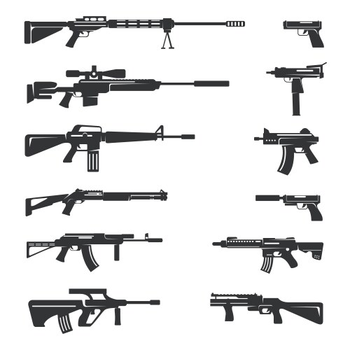 Gun set Royalty Free Vector Image - VectorStock