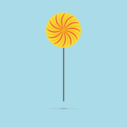 Yellow lollipop with pink stripes casting long Vector Image