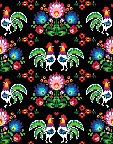 Seamless polish folk art floral pattern Royalty Free Vector