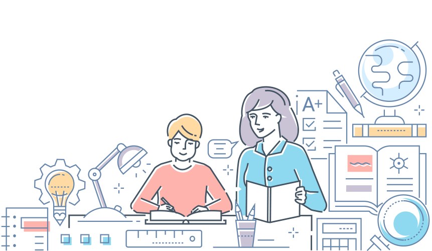 School building - modern line design style Vector Image