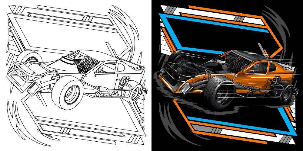 Yellow drag racing car with grey strip Royalty Free Vector