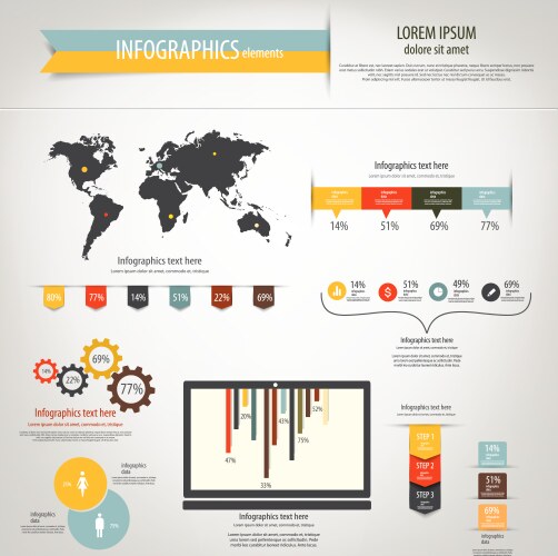 Education infographics set retro style design Vector Image