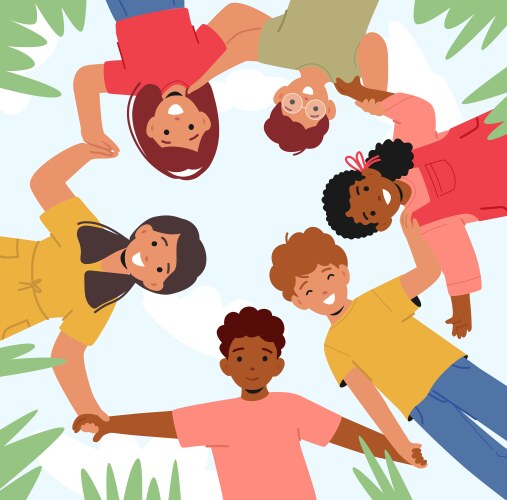 Kids dancing in circle holding hands cute little Vector Image