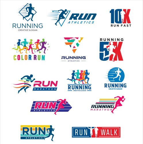 Running logos color Royalty Free Vector Image - VectorStock