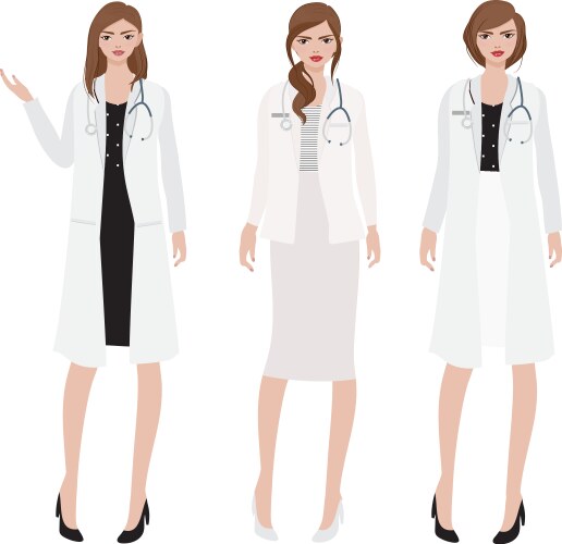 Female doctor set Royalty Free Vector Image - VectorStock