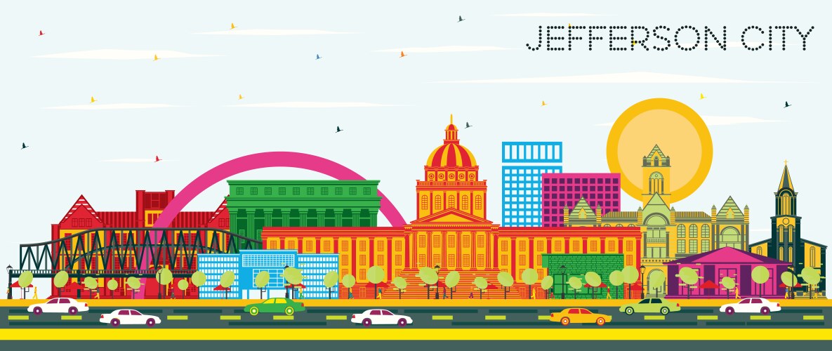 Jefferson city missouri skyline with color Vector Image