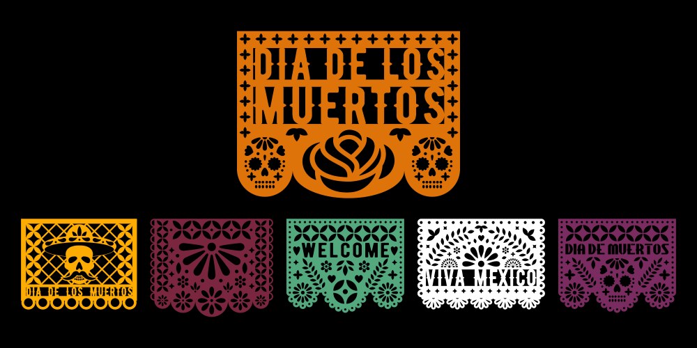 Dia de los muertos papel picado Vector Images & Graphics for Commercial ...