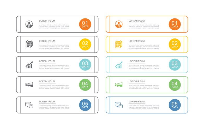 6 data infographics tab thin line index template Vector Image