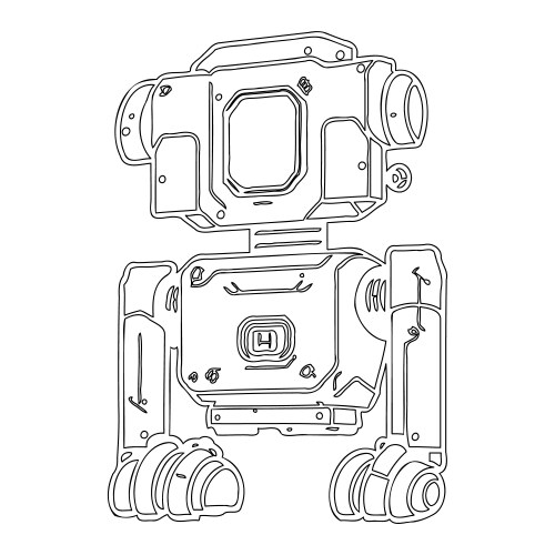 Robot outline sketch Royalty Free Vector Image