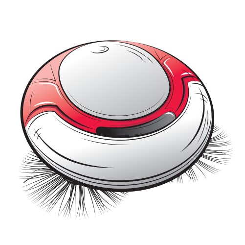 Drawing red robotic vacuum cleaner Royalty Free Vector Image