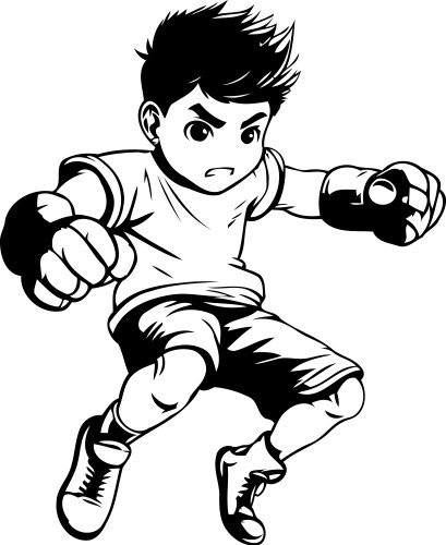 Boy kick boxer cartoon character isolated Vector Image