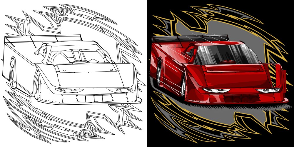 Yellow drag racing car with grey strip Royalty Free Vector