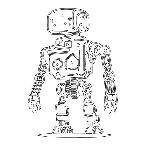 Robot outline sketch Royalty Free Vector Image