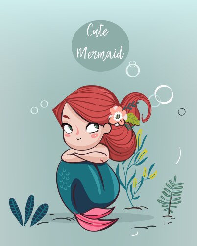 Cute cartoon mermaid Royalty Free Vector Image
