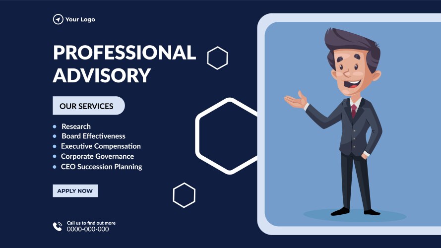 Banner design of professional advisory Royalty Free Vector