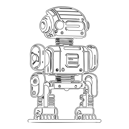 Robot outline sketch Royalty Free Vector Image