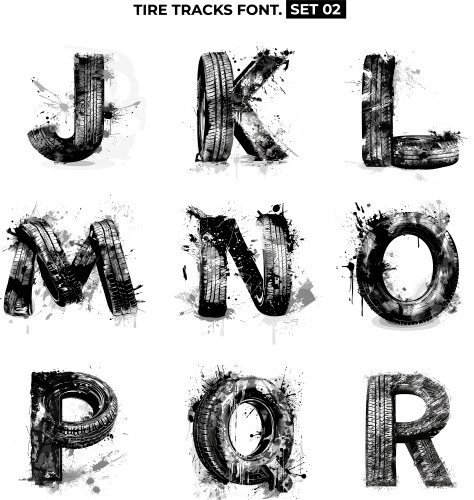 Tire Font Alphabet Vector Images (over 290)