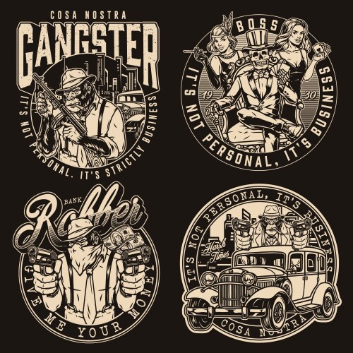 Mafia and crime colorful vintage badge Royalty Free Vector