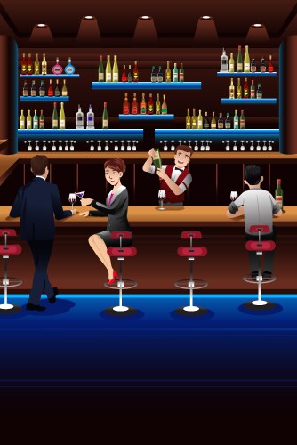 Young people having fun in a bar Royalty Free Vector Image