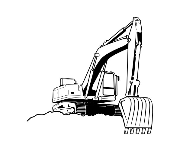 Excavator outline Royalty Free Vector Image - VectorStock