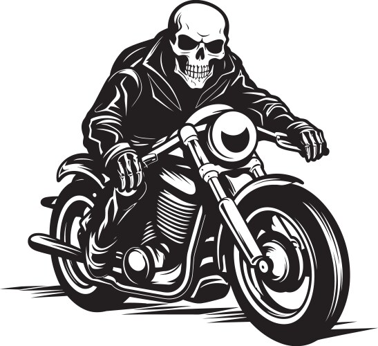 Haunting highway skeleton biker on motorbike logo Vector Image