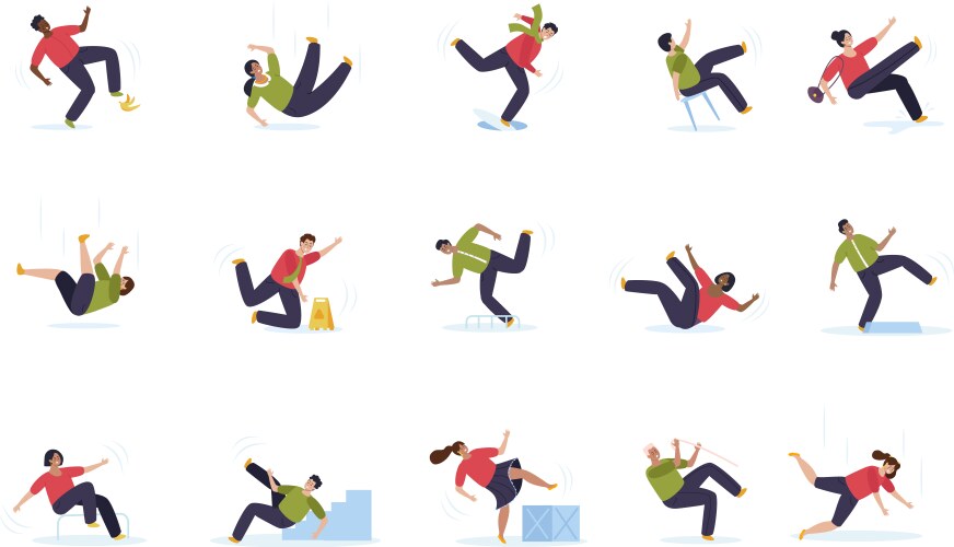 Falling children kids lose balance people Vector Image