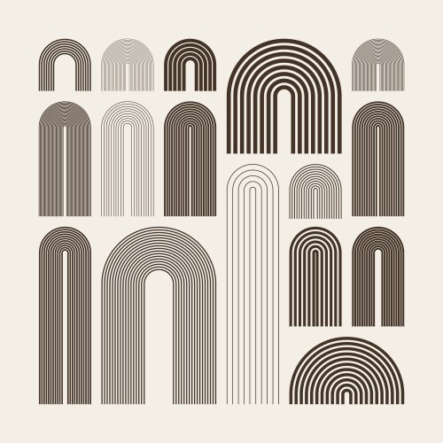 Mid century arch elements modern geometric shapes Vector Image
