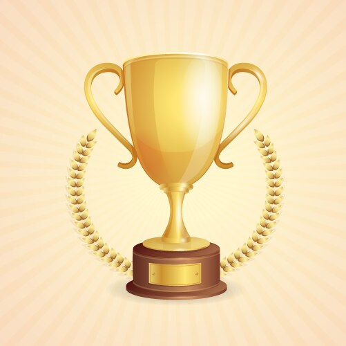 Gold trophy with the name plate of winner Vector Image