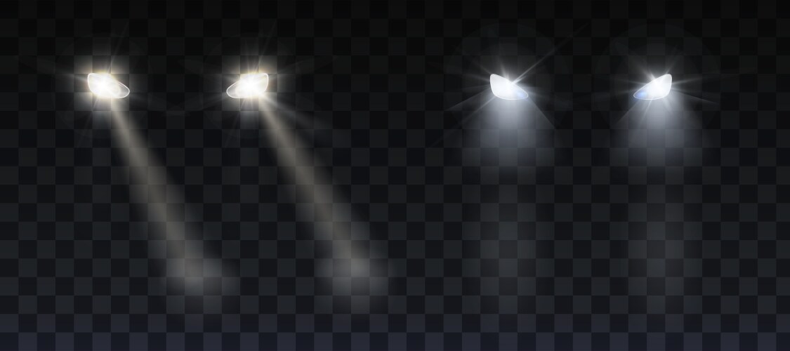 Car headlights realistic round bright cars Vector Image