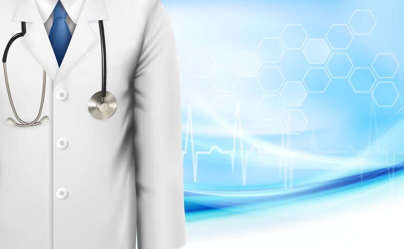Doctors uniform realistic background Royalty Free Vector