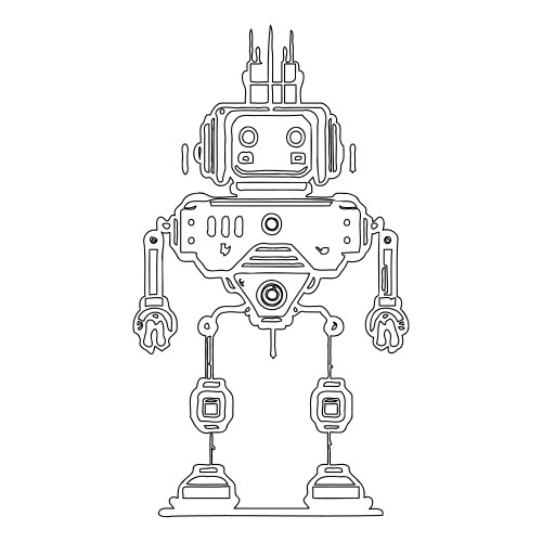 Robot outline sketch Royalty Free Vector Image