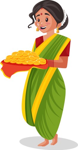 Indian hindu marathi girl playing dhol Royalty Free Vector