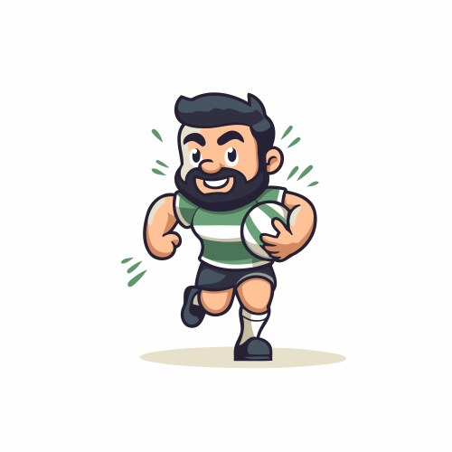 Rugby player with ball in cartoon style Royalty Free Vector