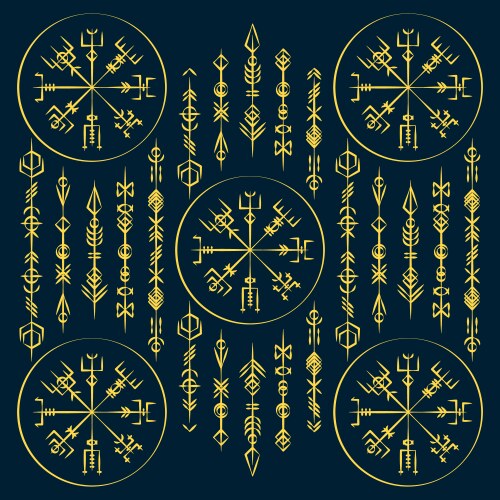 Dark runic symbols dreamer set Royalty Free Vector Image