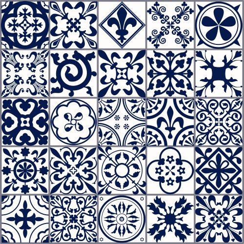 Blue and white moroccan motif tile pattern Vector Image