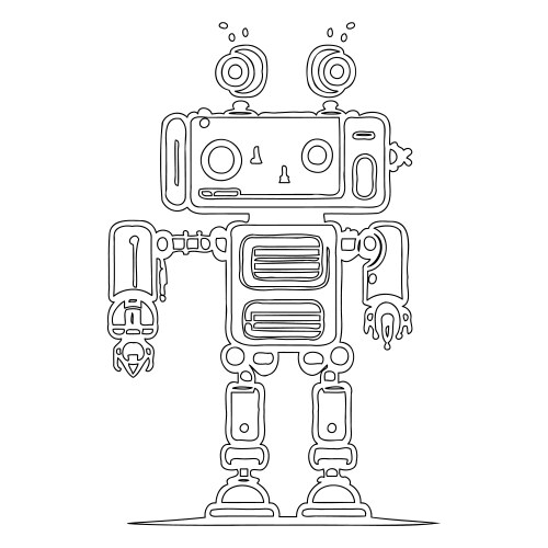 Robot outline sketch Royalty Free Vector Image
