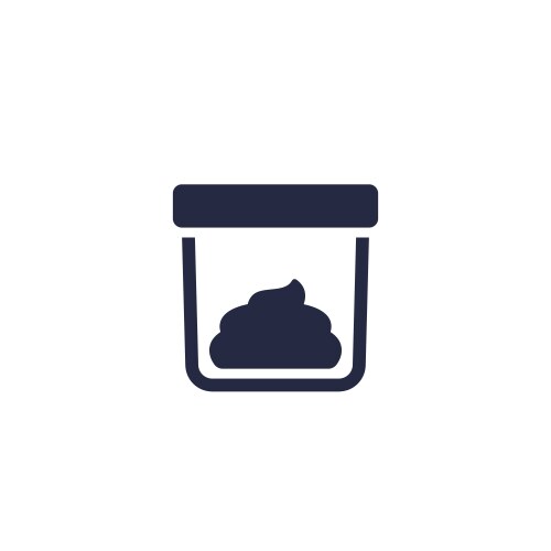 Stool sample icon poop in a plastic cup Royalty Free Vector