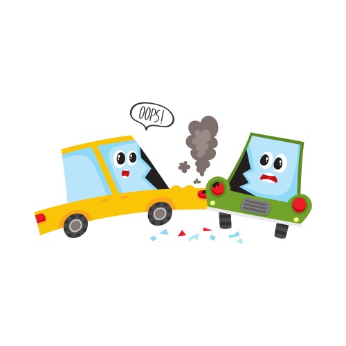 Cartoon car crash road accident Royalty Free Vector Image