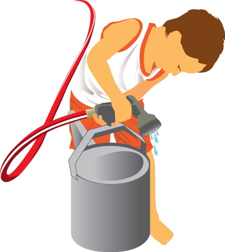 Boy take water in the well Royalty Free Vector Image