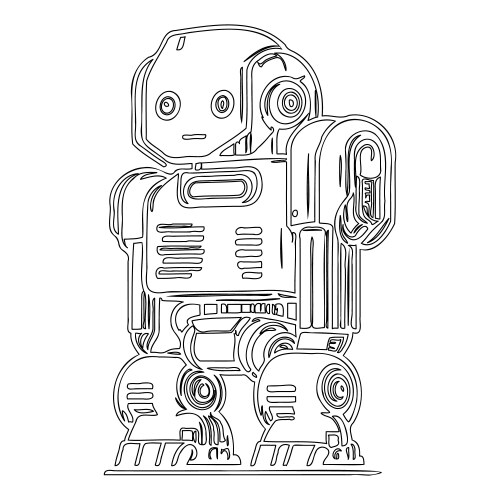 Robot outline sketch Royalty Free Vector Image