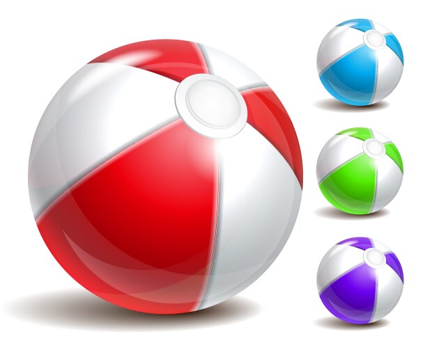 Realistic beach balls set isolated Royalty Free Vector Image