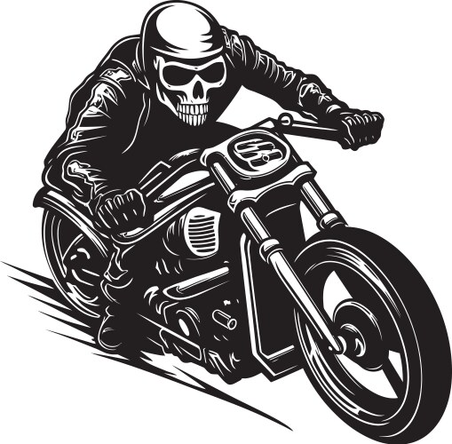 Bone cycle skeleton riding motorcycle black logo Vector Image