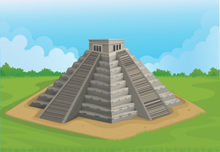 Sketch of chichen itza mayan pyramid in mexico Vector Image