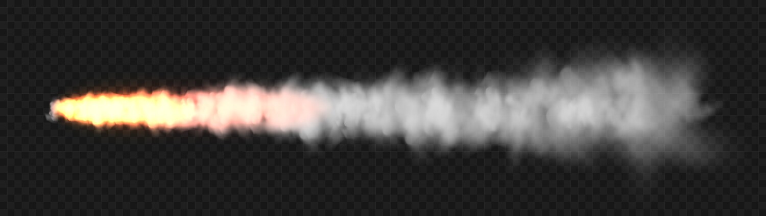Realistic black smoke with fire space rocket Vector Image