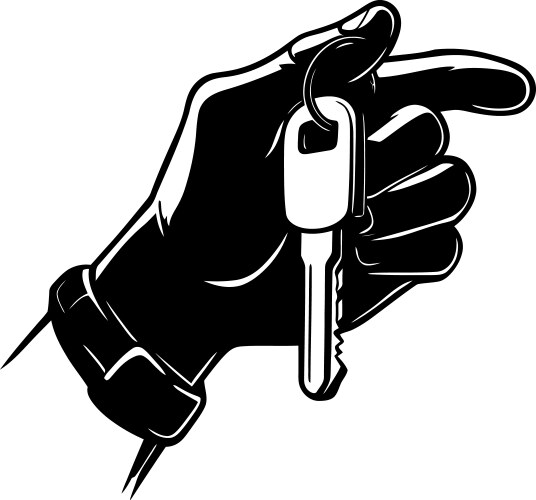 Secure access hand and key icon key grasp symbol Vector Image